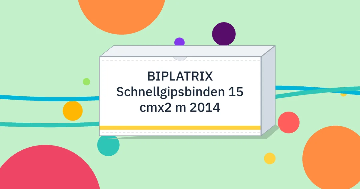 Symbolbild: Packung mit der Aufschrift BIPLATRIX Schnellgipsbinden 15 cmx2 m 2014 (PZN 07154195) – Verfügbarkeit und Bezug in Apotheken in Frankfurt am Main