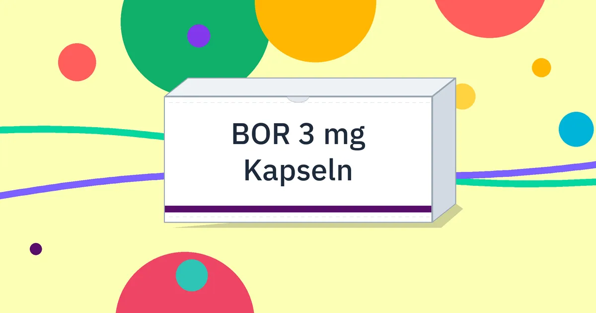Symbolbild: Packung mit der Aufschrift BOR 3 mg Kapseln (PZN 11731899) – Verfügbarkeit und Bezug in Apotheken in Frankfurt am Main