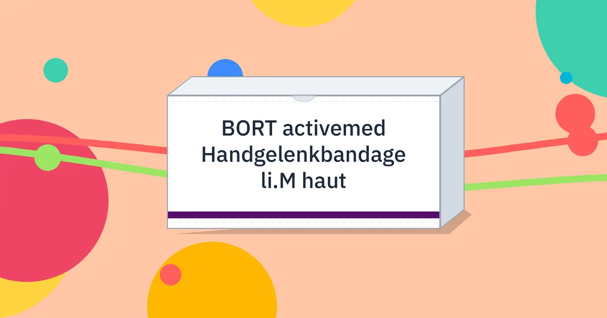 Symbolbild: Packung mit der Aufschrift BORT activemed Handgelenkbandage li.M haut (PZN 10786378) – Verfügbarkeit und Bezug in Apotheken in Frankfurt am Main