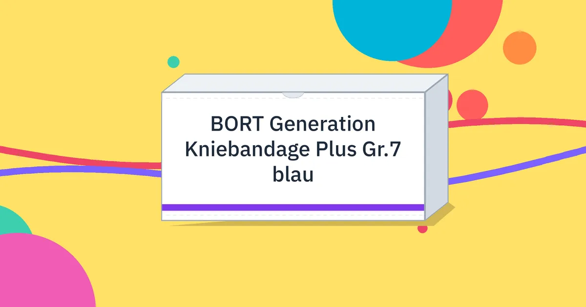 Symbolbild: Packung mit der Aufschrift BORT Generation Kniebandage Plus Gr.7 blau (PZN 19110889) – Verfügbarkeit und Bezug in Apotheken in Frankfurt am Main