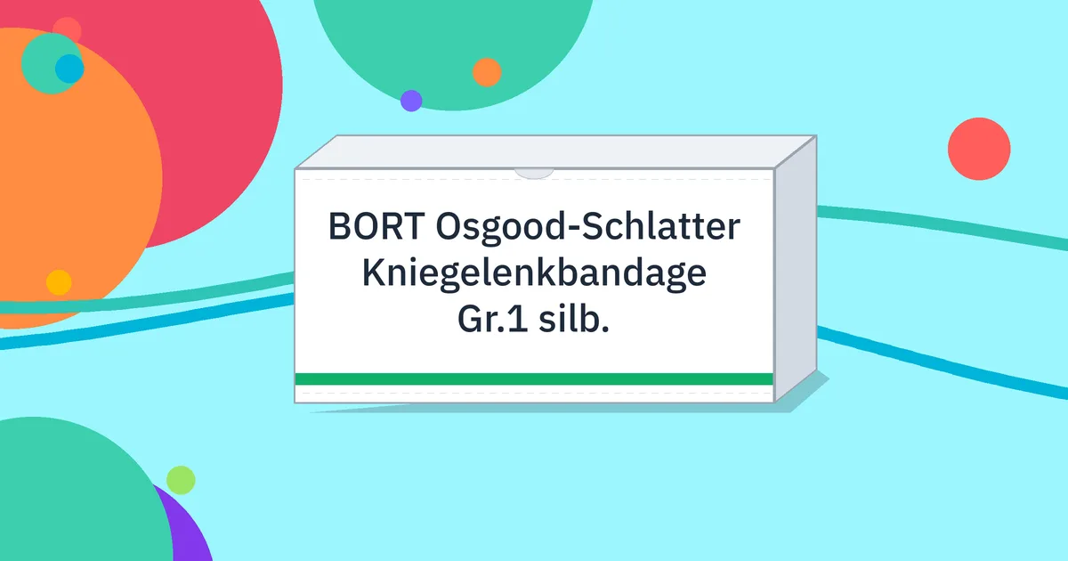 Symbolbild: Packung mit der Aufschrift BORT Osgood-Schlatter Kniegelenkbandage Gr.1 silb. (PZN 16845018) – Verfügbarkeit und Bezug in Apotheken in Frankfurt am Main