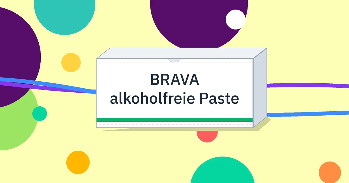 Symbolbild: Packung mit der Aufschrift BRAVA alkoholfreie Paste (PZN 15566871) – Verfügbarkeit und Bezug in Apotheken in Frankfurt am Main