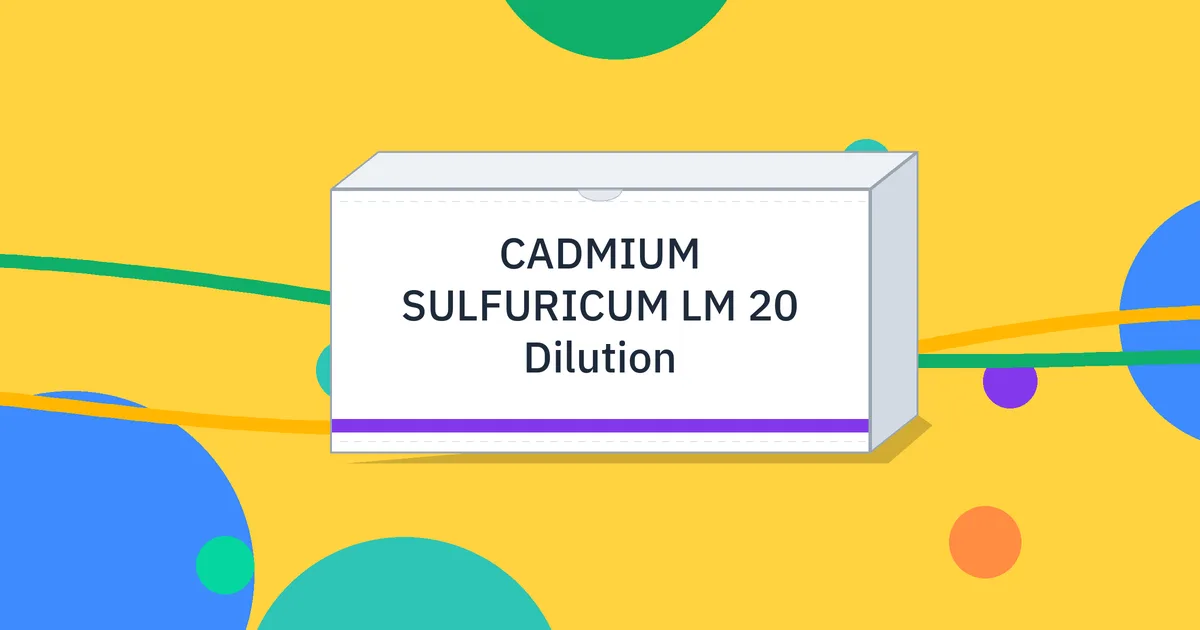 Symbolbild: Packung mit der Aufschrift CADMIUM SULFURICUM LM 20 Dilution (PZN 12798799) – Verfügbarkeit und Bezug in Apotheken in Frankfurt am Main