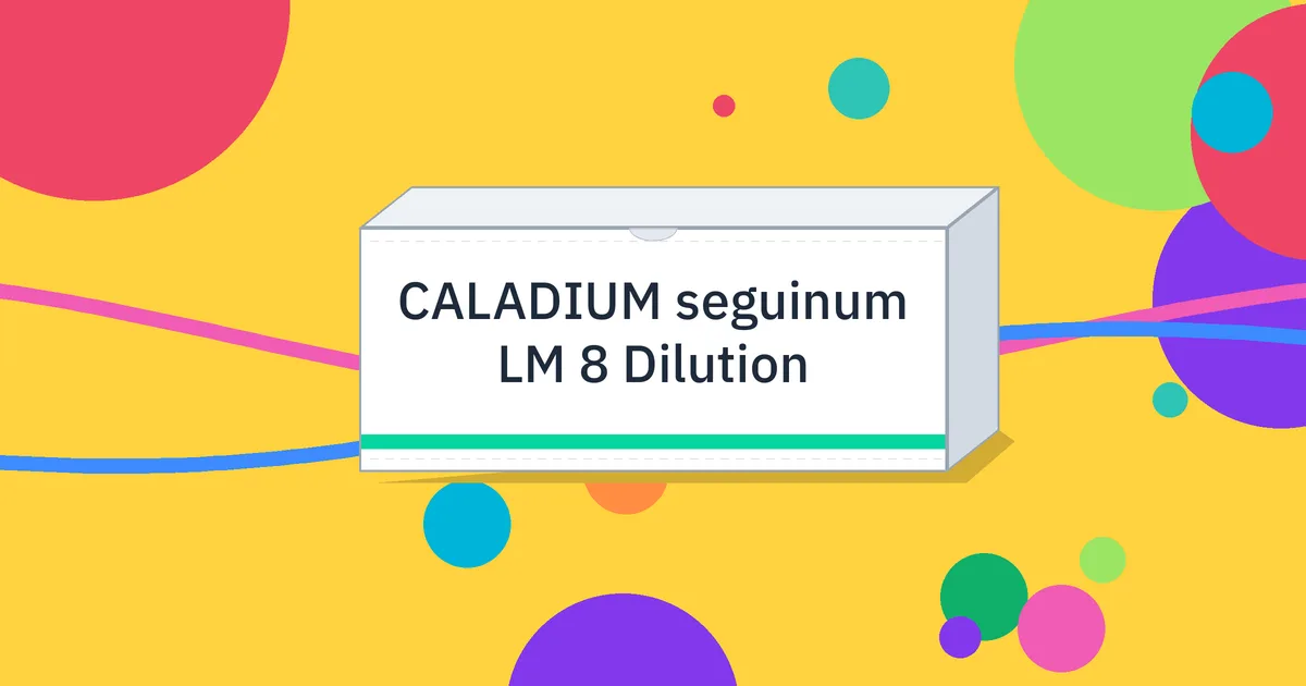 Symbolbild: Packung mit der Aufschrift CALADIUM seguinum LM 8 Dilution (PZN 13403780) – Verfügbarkeit und Bezug in Apotheken in Frankfurt am Main