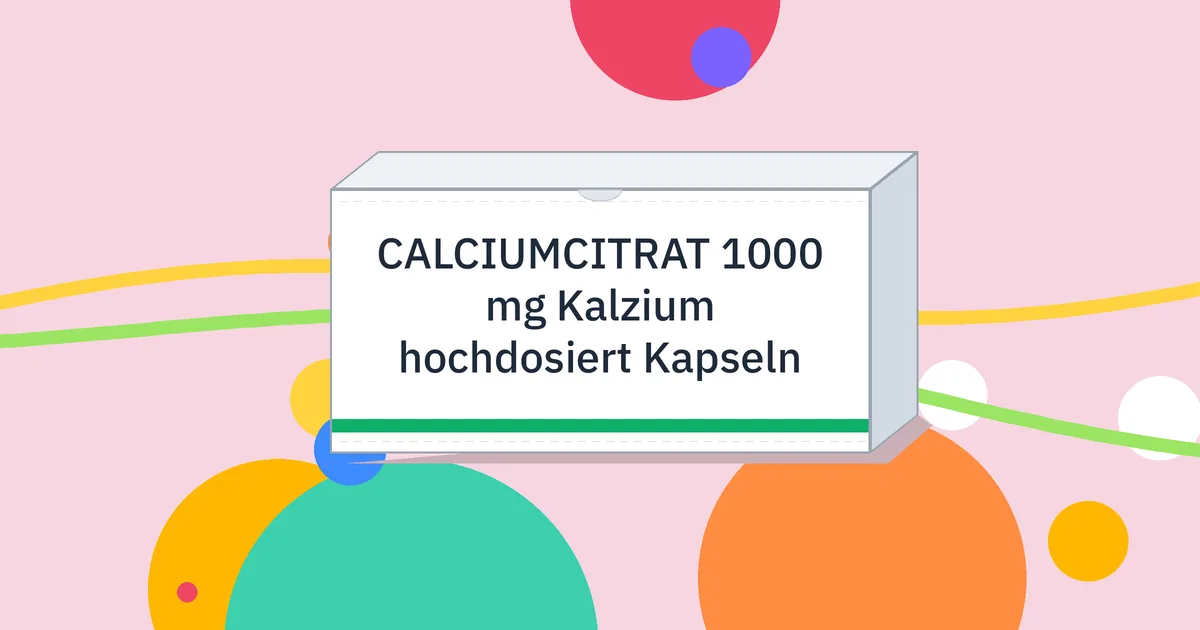 Symbolbild: Packung mit der Aufschrift CALCIUMCITRAT 1000 mg Kalzium hochdosiert Kapseln (PZN 18236631) – Verfügbarkeit und Bezug in Apotheken in Frankfurt am Main