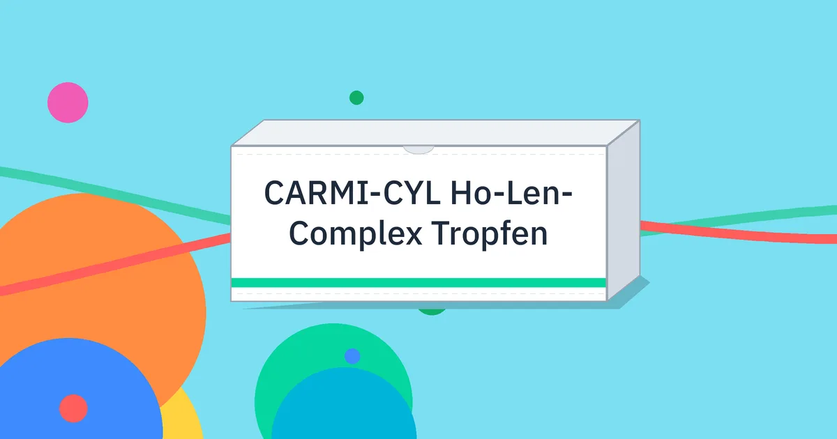 Symbolbild: Packung mit der Aufschrift CARMI-CYL Ho-Len-Complex Tropfen (PZN 01957912) – Verfügbarkeit und Bezug in Apotheken in Frankfurt am Main