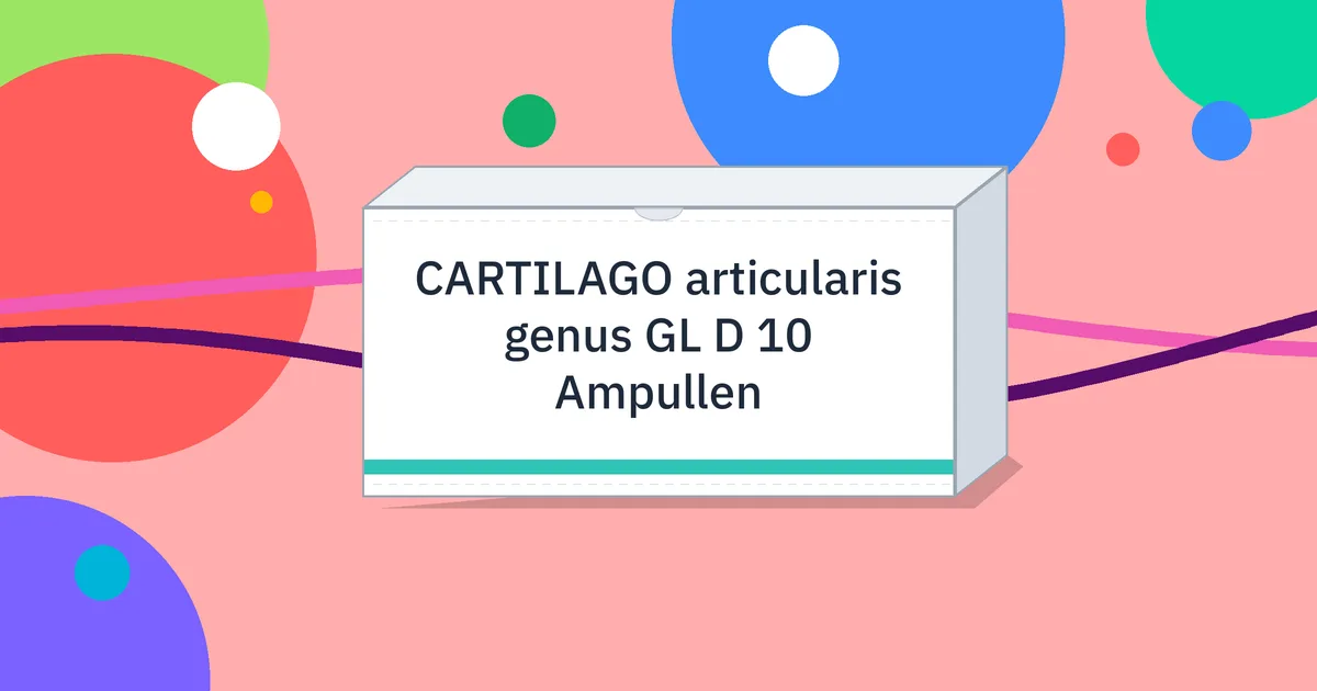 Symbolbild: Packung mit der Aufschrift CARTILAGO articularis genus GL D 10 Ampullen (PZN 03359517) – Verfügbarkeit und Bezug in Apotheken in Frankfurt am Main