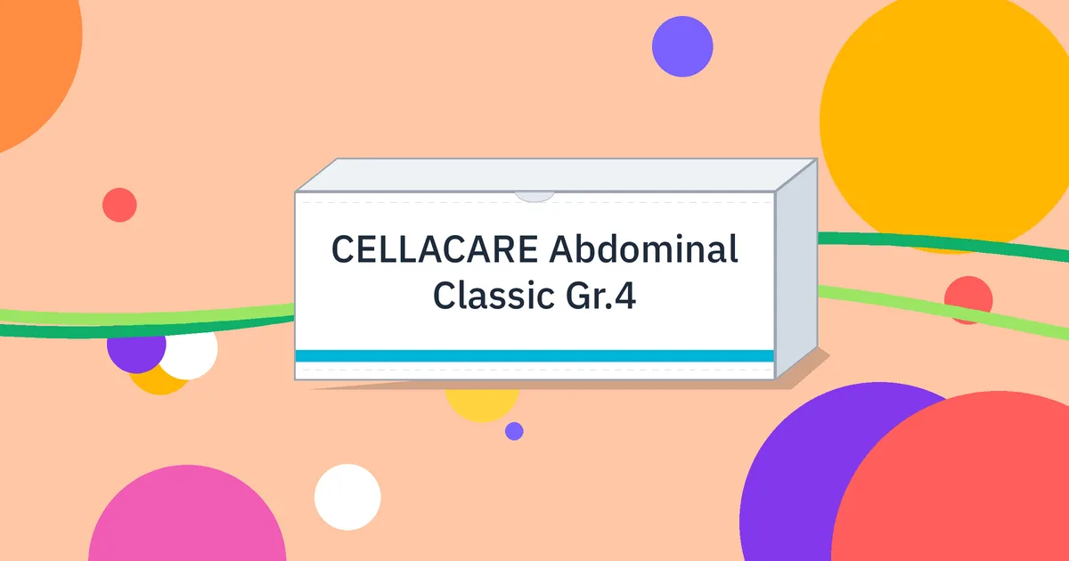 Symbolbild: Packung mit der Aufschrift CELLACARE Abdominal Classic Gr.4 (PZN 16536530) – Verfügbarkeit und Bezug in Apotheken in Frankfurt am Main
