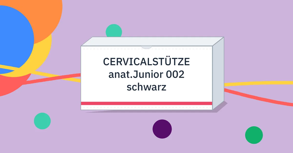 Symbolbild: Packung mit der Aufschrift CERVICALSTÜTZE anat.Junior 002 schwarz (PZN 10233248) – Verfügbarkeit und Bezug in Apotheken in Frankfurt am Main