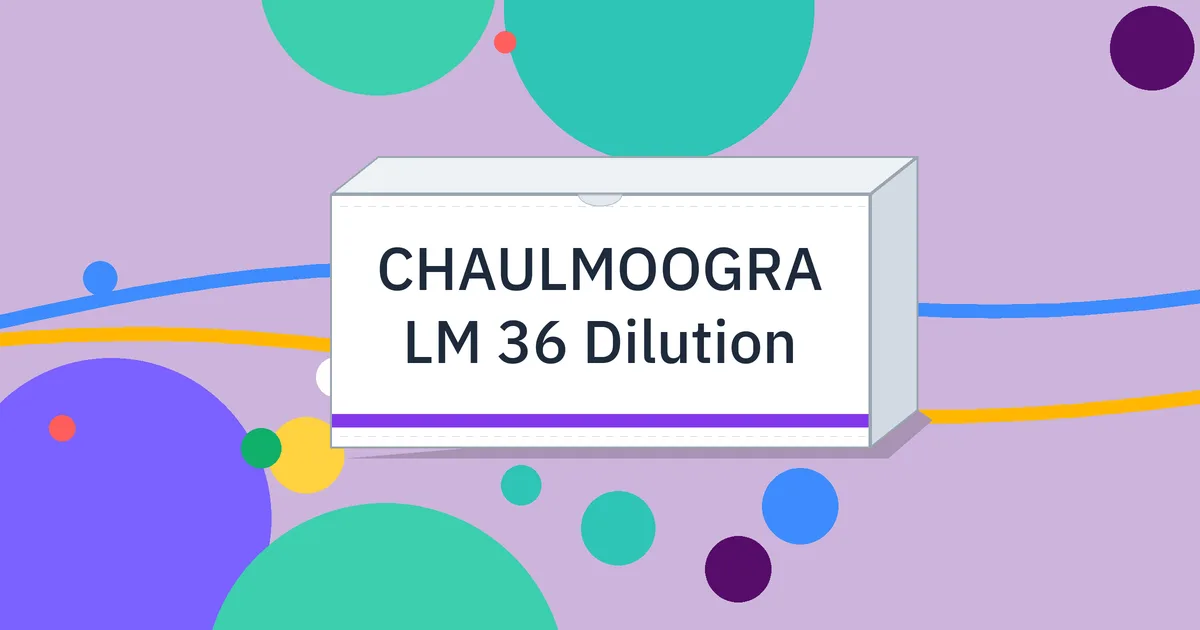 Symbolbild: Packung mit der Aufschrift CHAULMOOGRA LM 36 Dilution (PZN 13439192) – Verfügbarkeit und Bezug in Apotheken in Frankfurt am Main