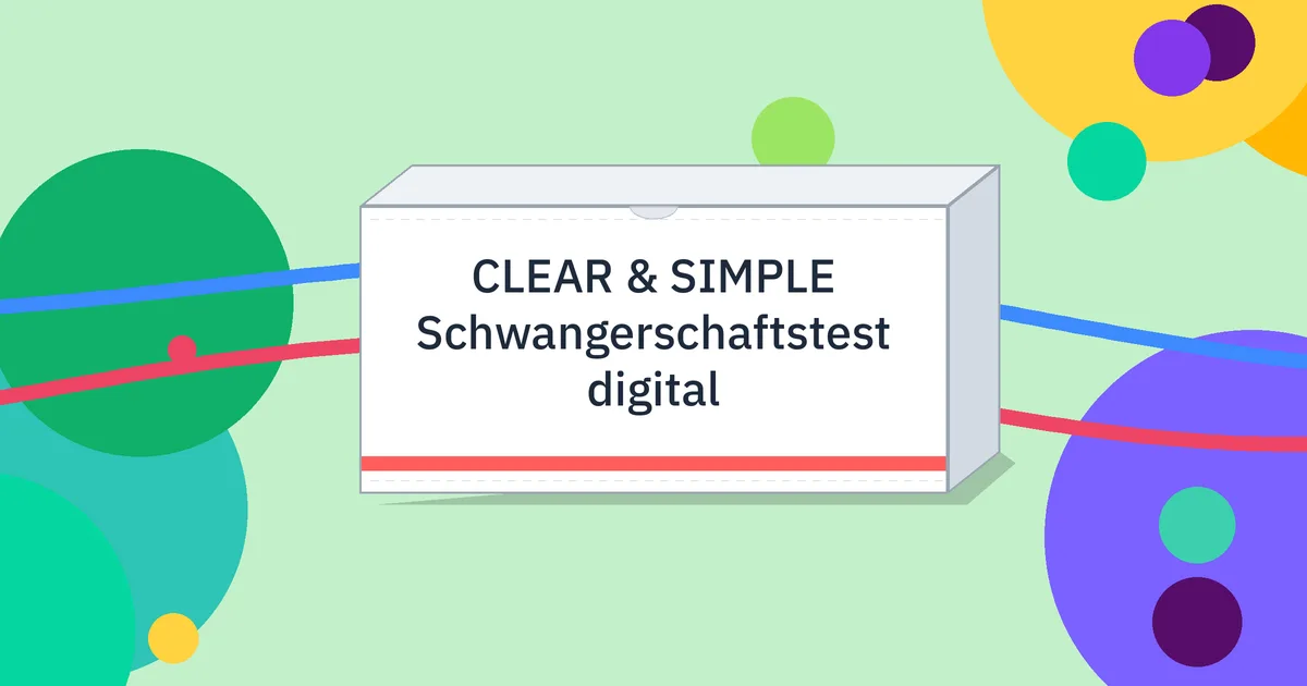 Symbolbild: Packung mit der Aufschrift CLEAR & SIMPLE Schwangerschaftstest digital (PZN 15384957) – Verfügbarkeit und Bezug in Apotheken in Frankfurt am Main