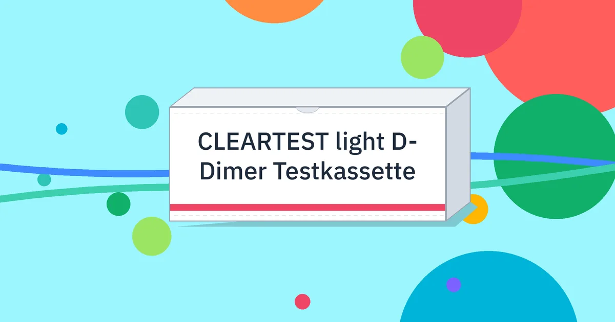 Symbolbild: Packung mit der Aufschrift CLEARTEST light D-Dimer Testkassette (PZN 18731690) – Verfügbarkeit und Bezug in Apotheken in Frankfurt am Main