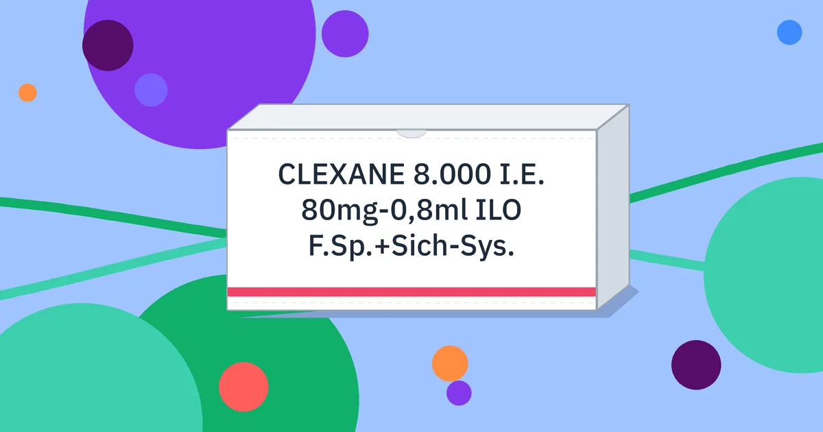 Symbolbild: Packung mit der Aufschrift CLEXANE 8.000 I.E. 80mg-0,8ml ILO F.Sp.+Sich-Sys. (PZN 00025661) – Verfügbarkeit und Bezug in Apotheken in Frankfurt am Main