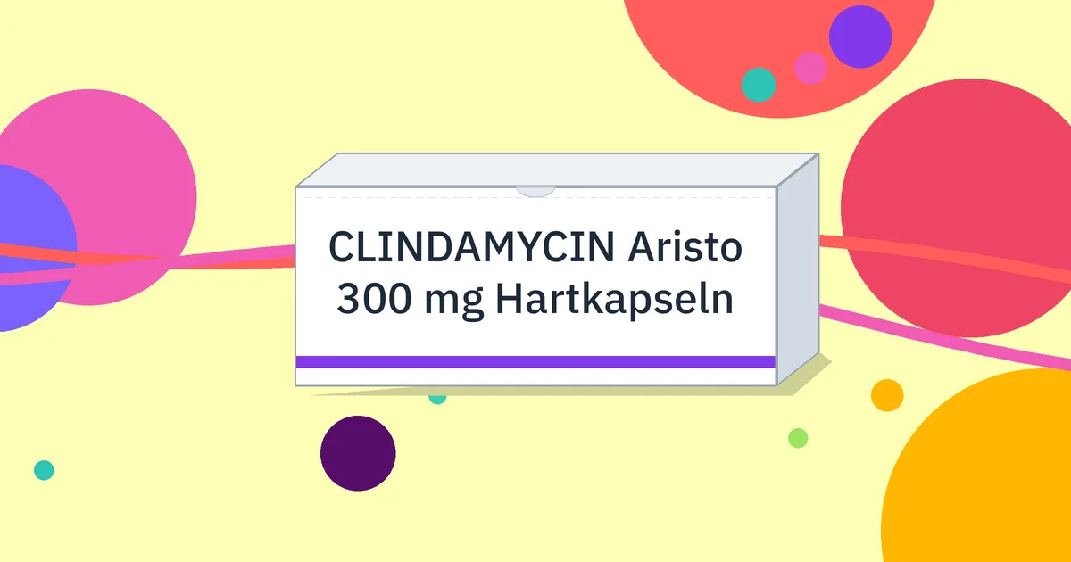Symbolbild: Packung mit der Aufschrift CLINDAMYCIN Aristo 300 mg Hartkapseln (PZN 10301323) – Verfügbarkeit und Bezug in Apotheken in Frankfurt am Main