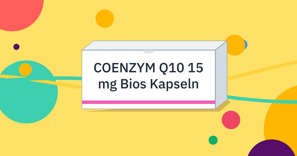 Symbolbild: Packung mit der Aufschrift COENZYM Q10 15 mg Bios Kapseln (PZN 05034021) – Verfügbarkeit und Bezug in Apotheken in Frankfurt am Main