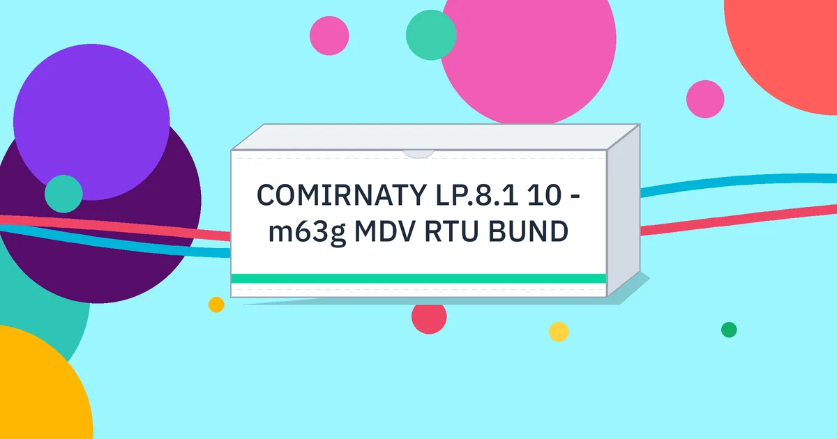 Symbolbild: Packung mit der Aufschrift COMIRNATY LP.8.1 10 -m63g MDV RTU BUND (PZN 20048641) – Verfügbarkeit und Bezug in Apotheken in Frankfurt am Main