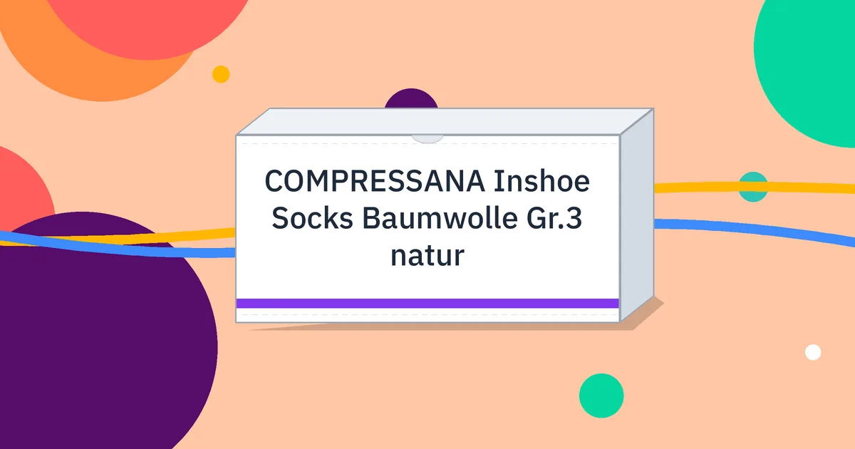 Symbolbild: Packung mit der Aufschrift COMPRESSANA Inshoe Socks Baumwolle Gr.3 natur (PZN 09210963) – Verfügbarkeit und Bezug in Apotheken in Frankfurt am Main