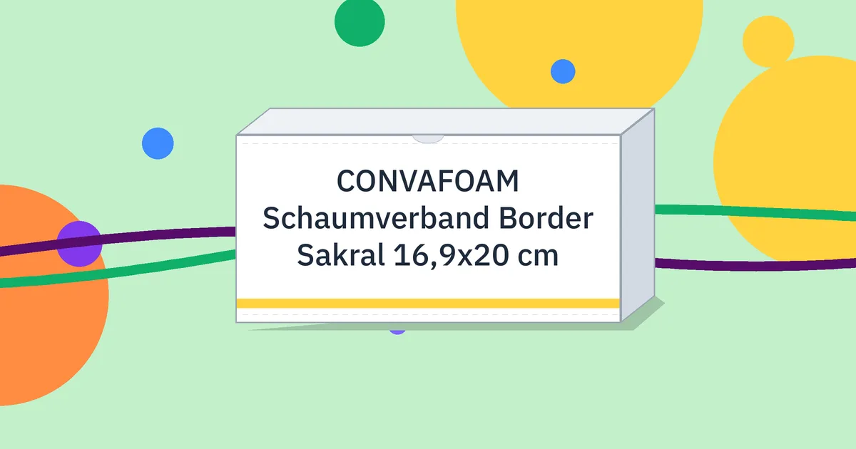 Symbolbild: Packung mit der Aufschrift CONVAFOAM Schaumverband Border Sakral 16,9x20 cm (PZN 17256347) – Verfügbarkeit und Bezug in Apotheken in Frankfurt am Main