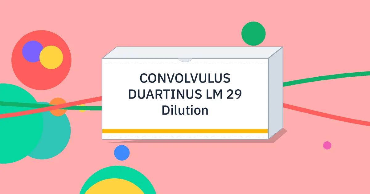 Symbolbild: Packung mit der Aufschrift CONVOLVULUS DUARTINUS LM 29 Dilution (PZN 13450851) – Verfügbarkeit und Bezug in Apotheken in Frankfurt am Main