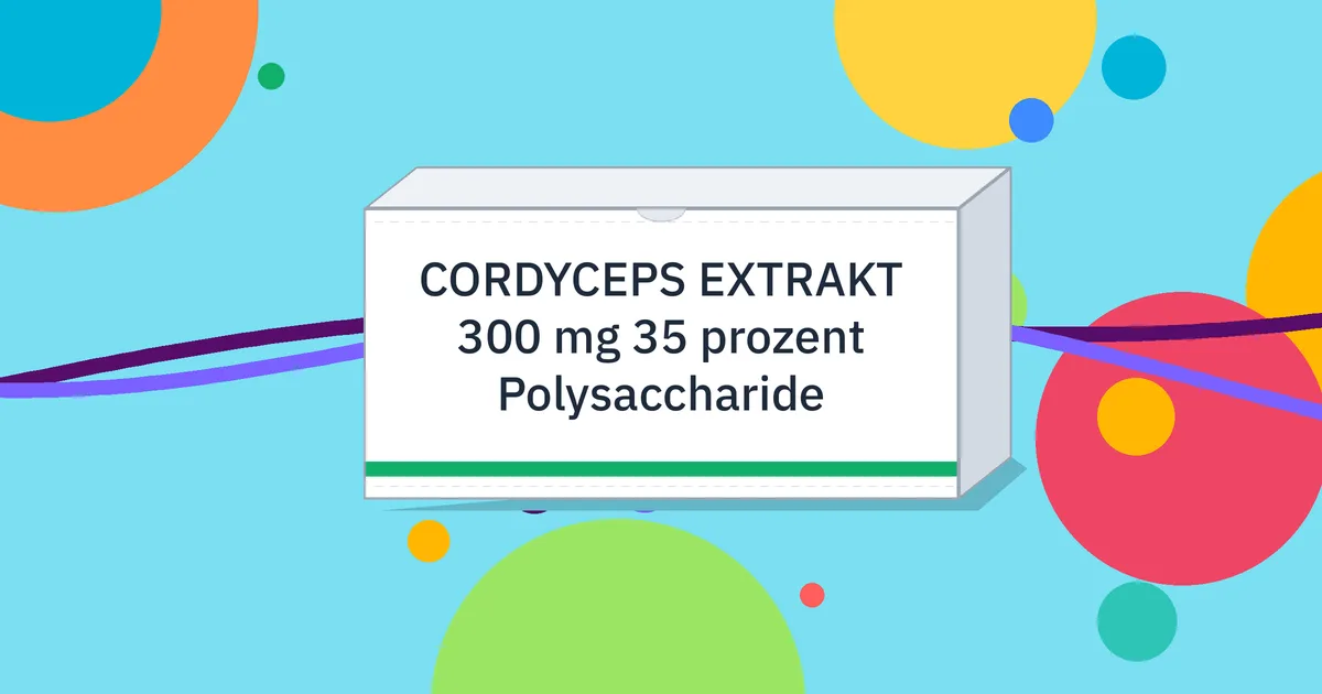 Symbolbild: Packung mit der Aufschrift CORDYCEPS EXTRAKT 300 mg 35 prozent Polysaccharide (PZN 13569061) – Verfügbarkeit und Bezug in Apotheken in Frankfurt am Main