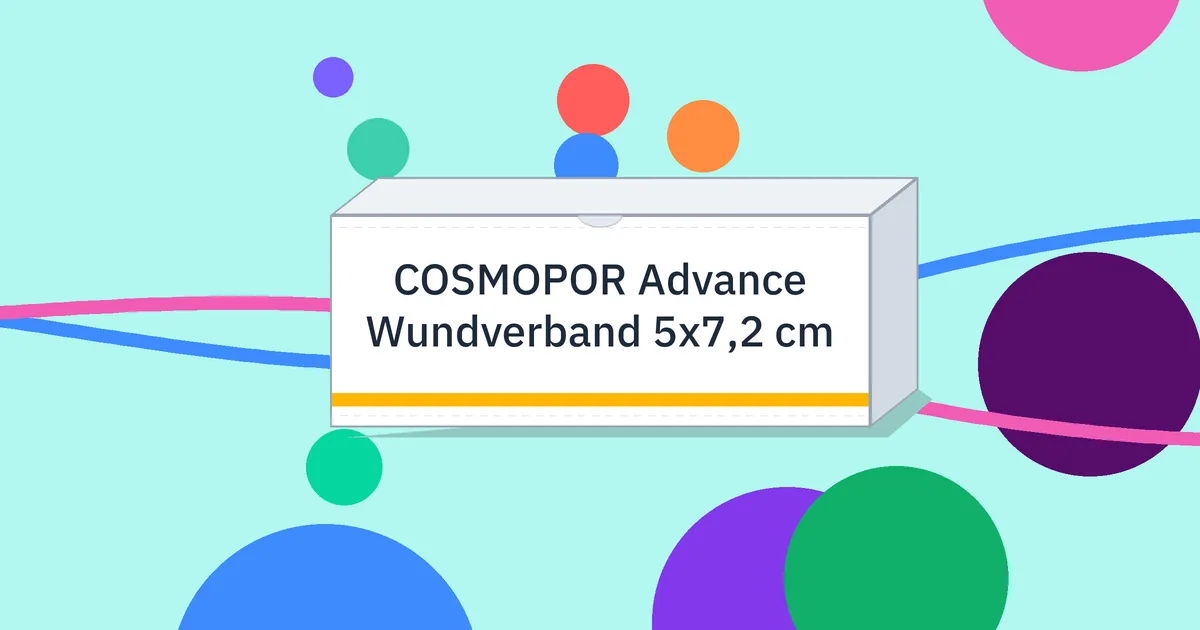 Symbolbild: Packung mit der Aufschrift COSMOPOR Advance Wundverband 5x7,2 cm (PZN 01847129) – Verfügbarkeit und Bezug in Apotheken in Frankfurt am Main