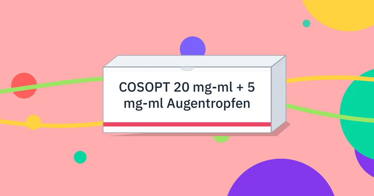 Symbolbild: Packung mit der Aufschrift COSOPT 20 mg-ml + 5 mg-ml Augentropfen (PZN 16503654) – Verfügbarkeit und Bezug in Apotheken in Frankfurt am Main