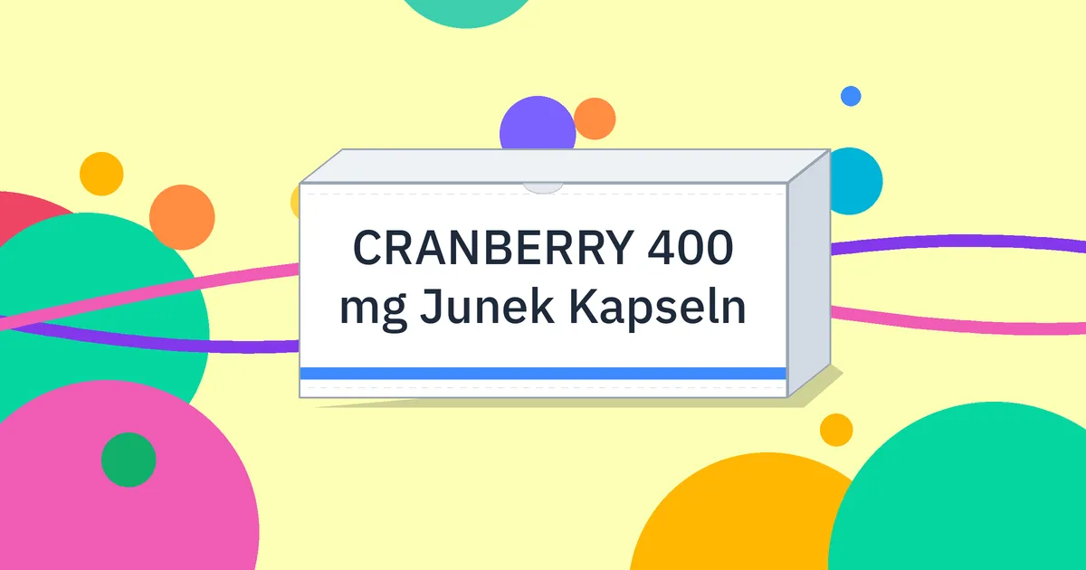 Symbolbild: Packung mit der Aufschrift CRANBERRY 400 mg Junek Kapseln (PZN 00988595) – Verfügbarkeit und Bezug in Apotheken in Frankfurt am Main