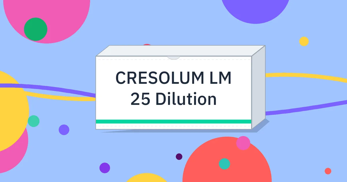 Symbolbild: Packung mit der Aufschrift CRESOLUM LM 25 Dilution (PZN 13456486) – Verfügbarkeit und Bezug in Apotheken in Frankfurt am Main