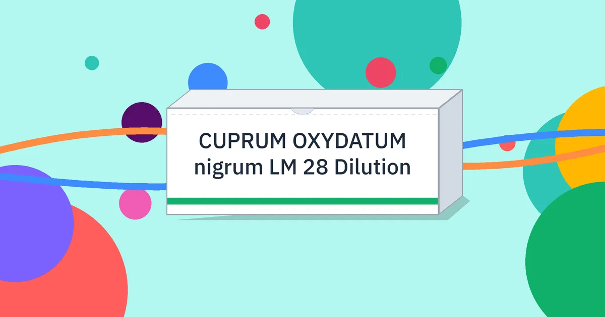 Symbolbild: Packung mit der Aufschrift CUPRUM OXYDATUM nigrum LM 28 Dilution (PZN 13458864) – Verfügbarkeit und Bezug in Apotheken in Frankfurt am Main