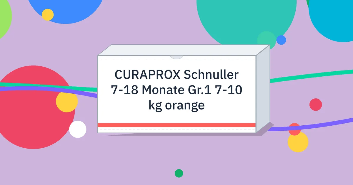 Symbolbild: Packung mit der Aufschrift CURAPROX Schnuller 7-18 Monate Gr.1 7-10 kg orange (PZN 16587645) – Verfügbarkeit und Bezug in Apotheken in Frankfurt am Main