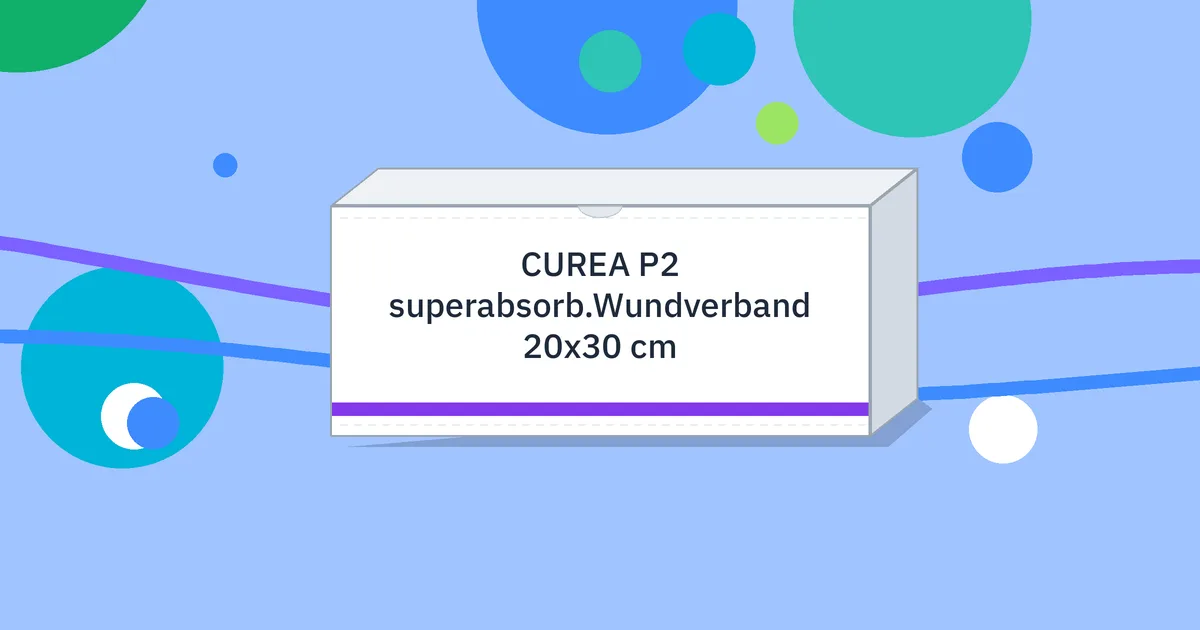 Symbolbild: Packung mit der Aufschrift CUREA P2 superabsorb.Wundverband 20x30 cm (PZN 16005896) – Verfügbarkeit und Bezug in Apotheken in Frankfurt am Main