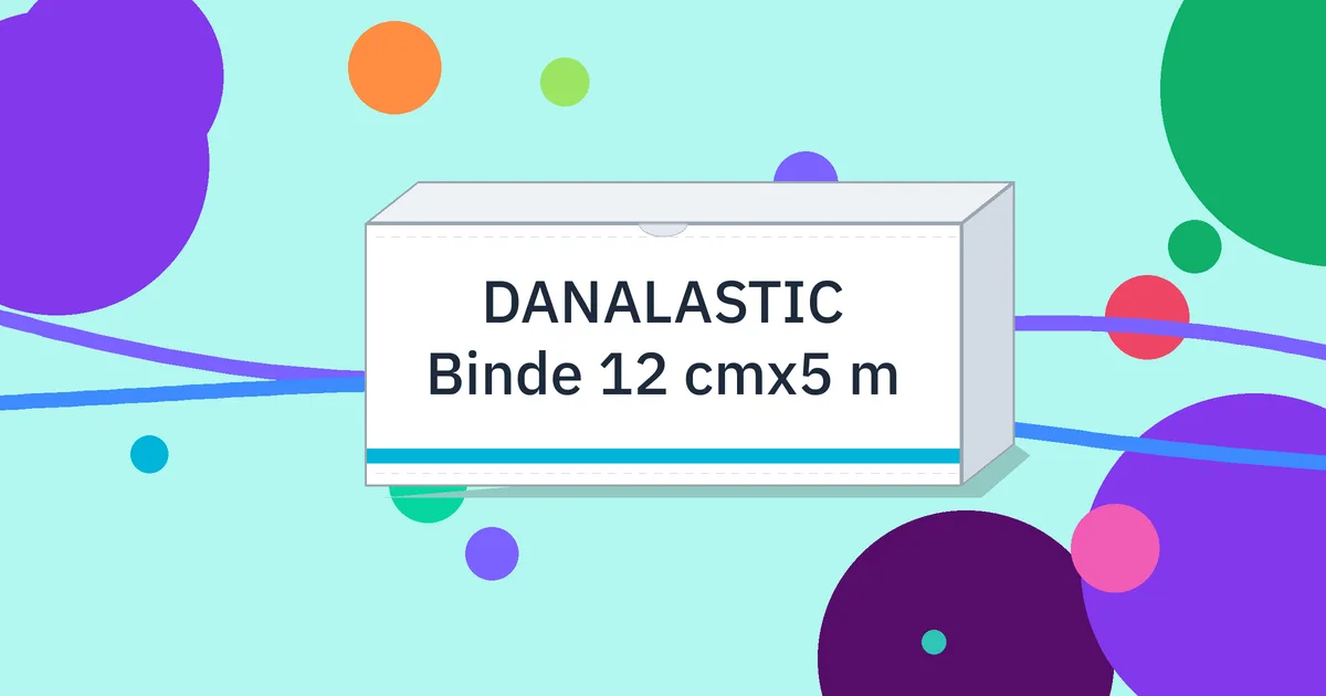Symbolbild: Packung mit der Aufschrift DANALASTIC Binde 12 cmx5 m (PZN 07636793) – Verfügbarkeit und Bezug in Apotheken in Frankfurt am Main