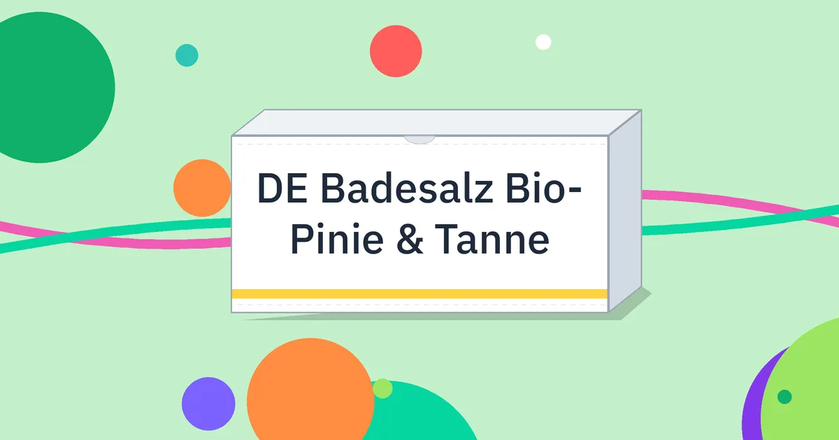 Symbolbild: Packung mit der Aufschrift DE Badesalz Bio-Pinie & Tanne (PZN 19495464) – Verfügbarkeit und Bezug in Apotheken in Frankfurt am Main