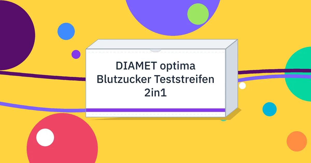 Symbolbild: Packung mit der Aufschrift DIAMET optima Blutzucker Teststreifen 2in1 (PZN 20094233) – Verfügbarkeit und Bezug in Apotheken in Frankfurt am Main