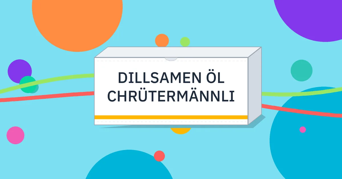 Symbolbild: Packung mit der Aufschrift DILLSAMEN ÖL CHRÜTERMÄNNLI (PZN 07196555) – Verfügbarkeit und Bezug in Apotheken in Frankfurt am Main