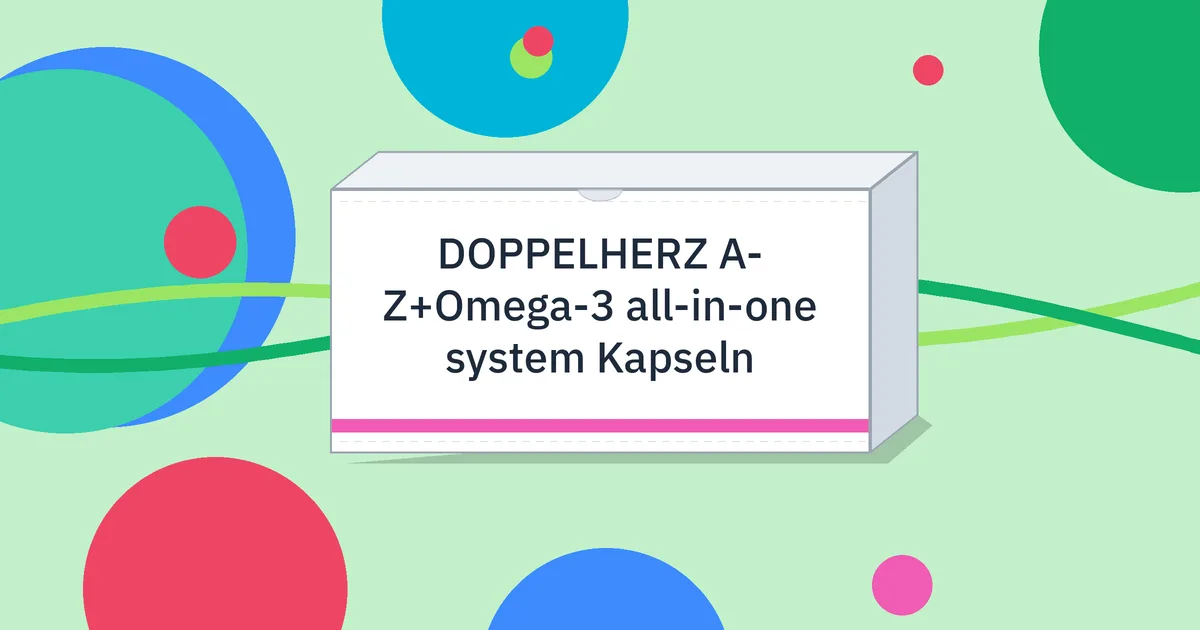 Symbolbild: Packung mit der Aufschrift DOPPELHERZ A-Z+Omega-3 all-in-one system Kapseln (PZN 18196736) – Verfügbarkeit und Bezug in Apotheken in Frankfurt am Main