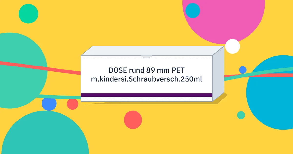 Symbolbild: Packung mit der Aufschrift DOSE rund 89 mm PET m.kindersi.Schraubversch.250ml (PZN 17543259) – Verfügbarkeit und Bezug in Apotheken in Frankfurt am Main