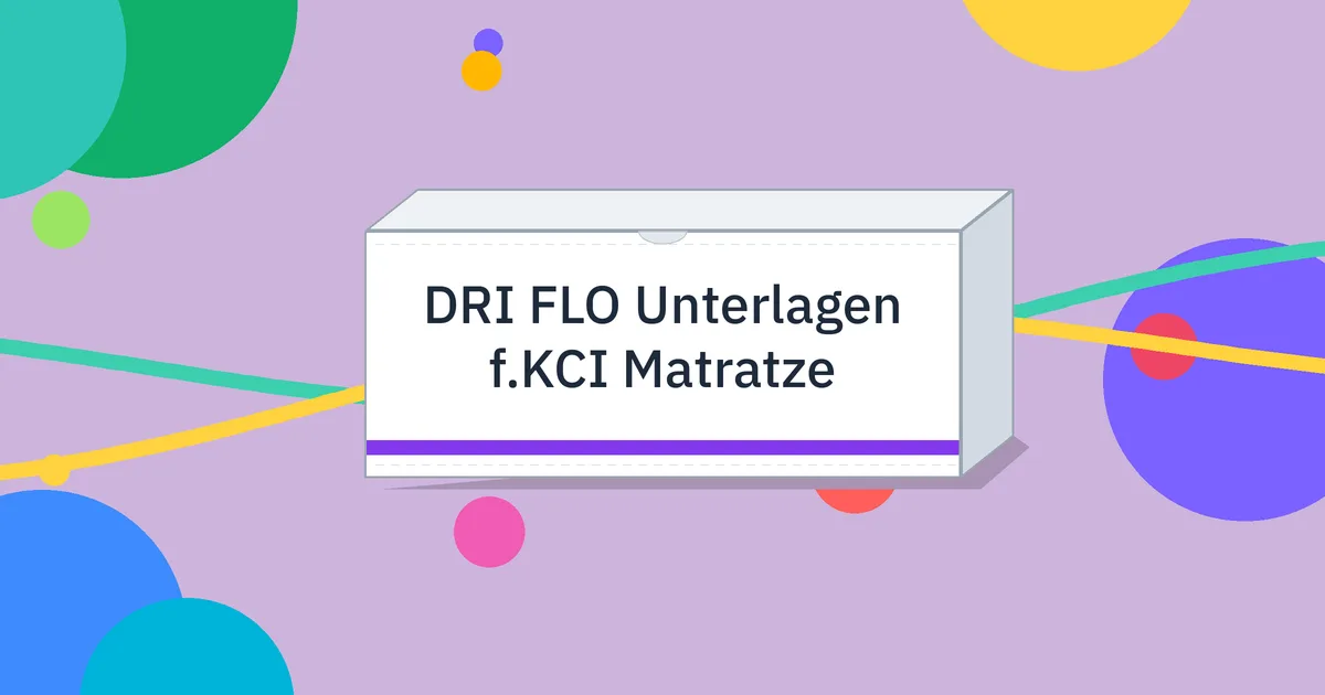 Symbolbild: Packung mit der Aufschrift DRI FLO Unterlagen f.KCI Matratze (PZN 00089448) – Verfügbarkeit und Bezug in Apotheken in Frankfurt am Main