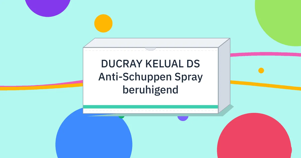 Symbolbild: Packung mit der Aufschrift DUCRAY KELUAL DS Anti-Schuppen Spray beruhigend (PZN 19997208) – Verfügbarkeit und Bezug in Apotheken in Frankfurt am Main