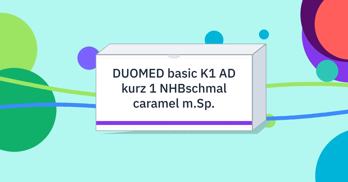 Symbolbild: Packung mit der Aufschrift DUOMED basic K1 AD kurz 1 NHBschmal caramel m.Sp. (PZN 20904293) – Verfügbarkeit und Bezug in Apotheken in Frankfurt am Main