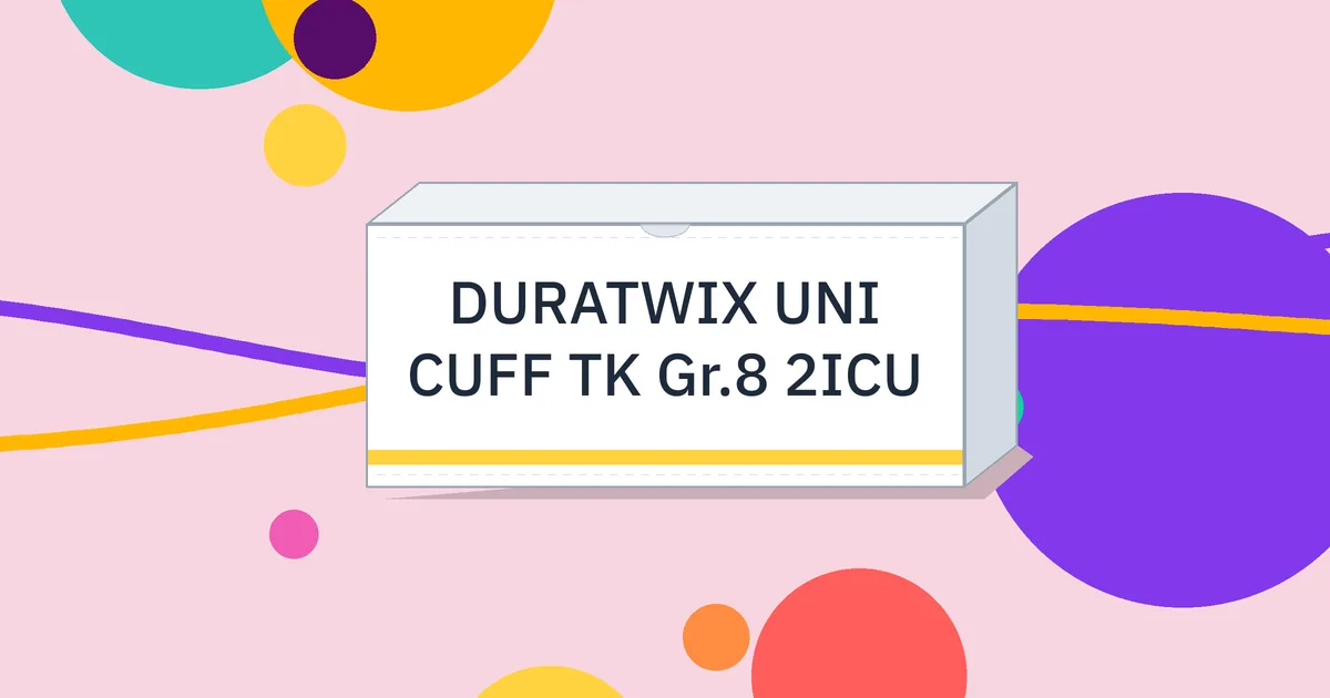 Symbolbild: Packung mit der Aufschrift DURATWIX UNI CUFF TK Gr.8 2ICU (PZN 19788290) – Verfügbarkeit und Bezug in Apotheken in Frankfurt am Main