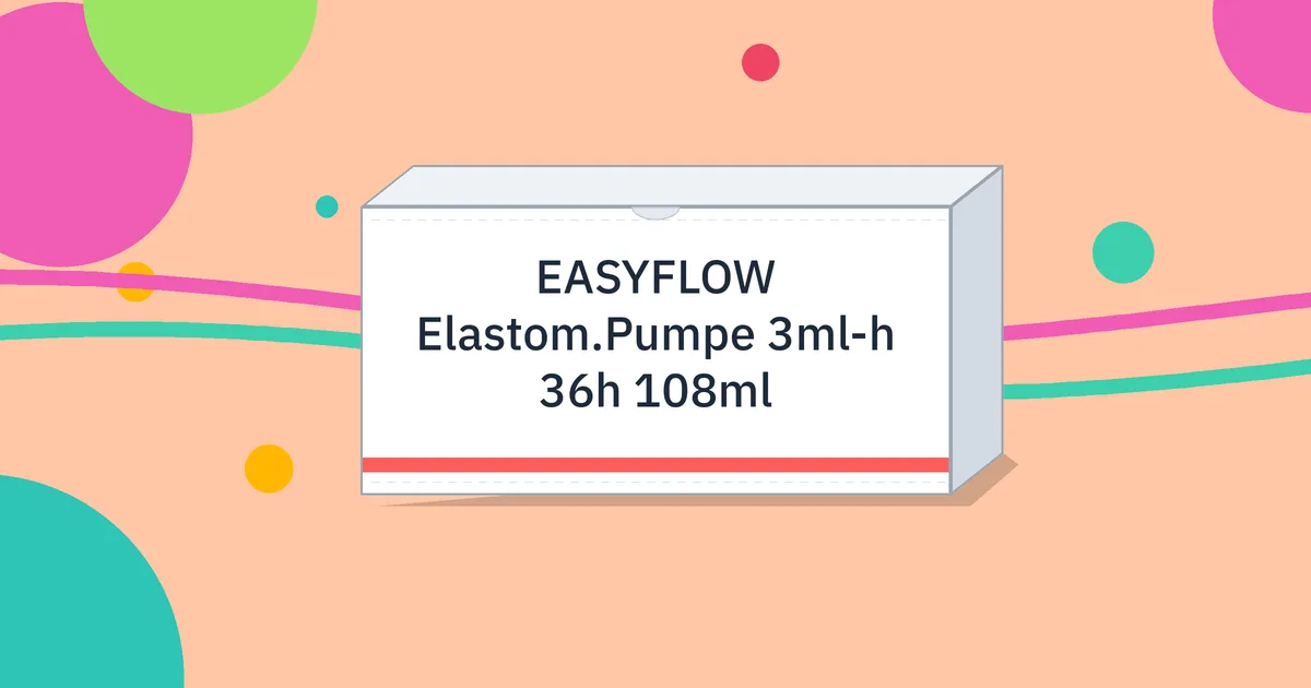 Symbolbild: Packung mit der Aufschrift EASYFLOW Elastom.Pumpe 3ml-h 36h 108ml (PZN 19789243) – Verfügbarkeit und Bezug in Apotheken in Frankfurt am Main