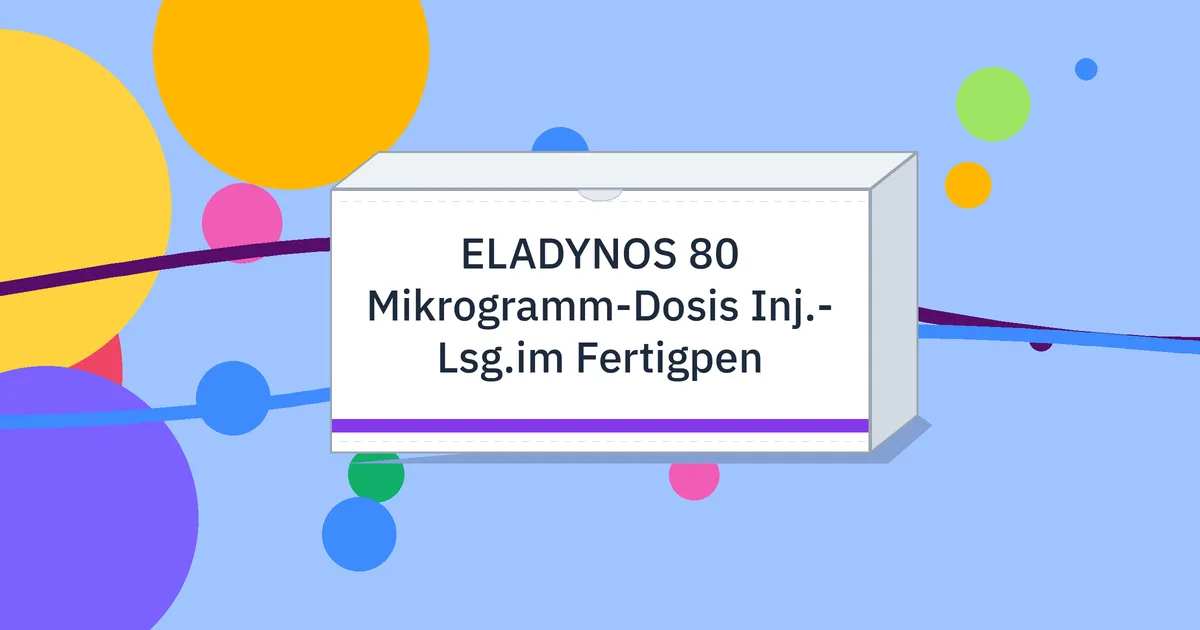 Symbolbild: Packung mit der Aufschrift ELADYNOS 80 Mikrogramm-Dosis Inj.-Lsg.im Fertigpen (PZN 20574766) – Verfügbarkeit und Bezug in Apotheken in Frankfurt am Main