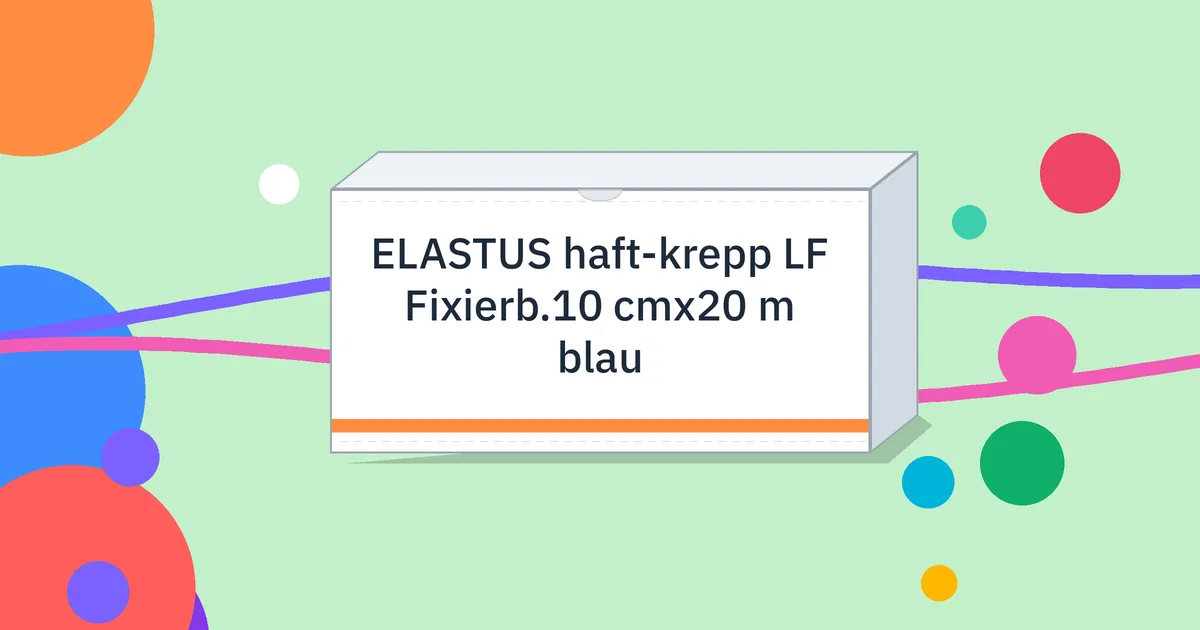 Symbolbild: Packung mit der Aufschrift ELASTUS haft-krepp LF Fixierb.10 cmx20 m blau (PZN 16678454) – Verfügbarkeit und Bezug in Apotheken in Frankfurt am Main