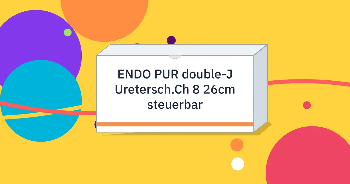 Symbolbild: Packung mit der Aufschrift ENDO PUR double-J Uretersch.Ch 8 26cm steuerbar (PZN 00438245) – Verfügbarkeit und Bezug in Apotheken in Frankfurt am Main