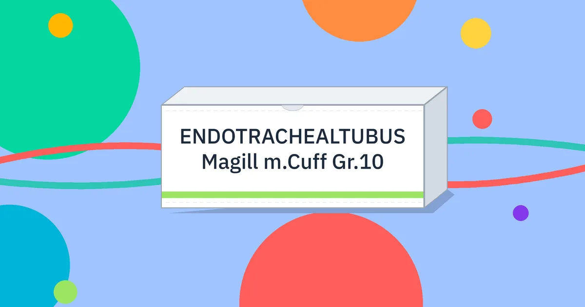 Symbolbild: Packung mit der Aufschrift ENDOTRACHEALTUBUS Magill m.Cuff Gr.10 (PZN 02791997) – Verfügbarkeit und Bezug in Apotheken in Frankfurt am Main