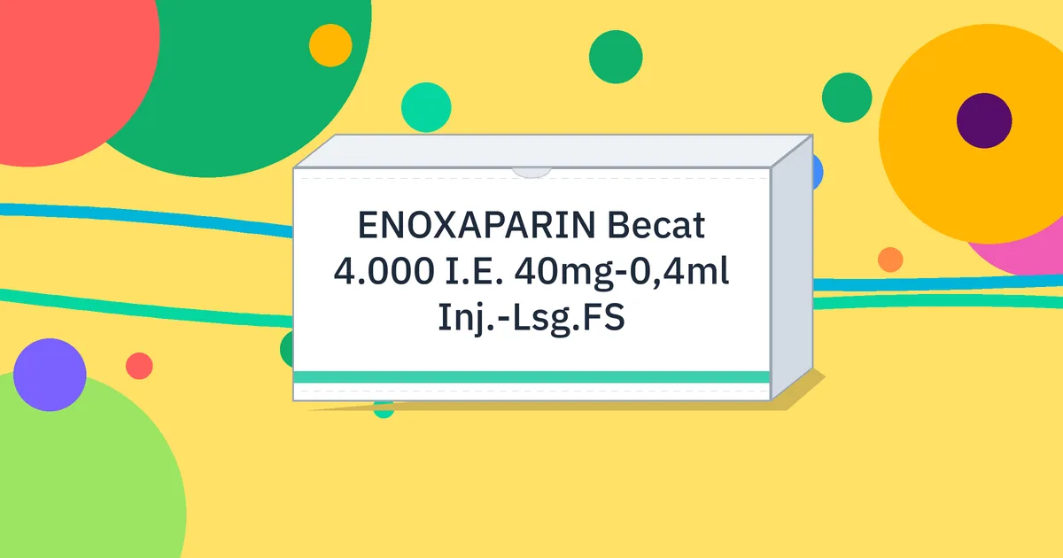 Symbolbild: Packung mit der Aufschrift ENOXAPARIN Becat 4.000 I.E. 40mg-0,4ml Inj.-Lsg.FS (PZN 19414520) – Verfügbarkeit und Bezug in Apotheken in Frankfurt am Main