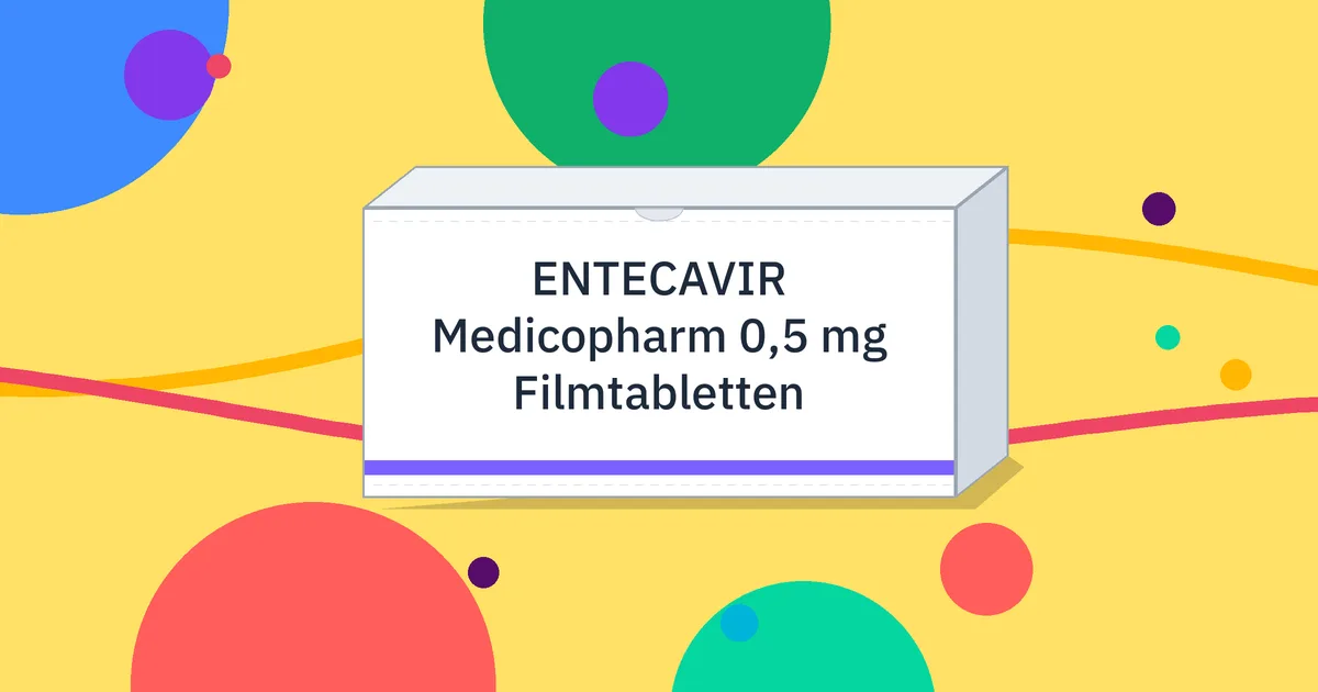 Symbolbild: Packung mit der Aufschrift ENTECAVIR Medicopharm 0,5 mg Filmtabletten (PZN 14358490) – Verfügbarkeit und Bezug in Apotheken in Frankfurt am Main