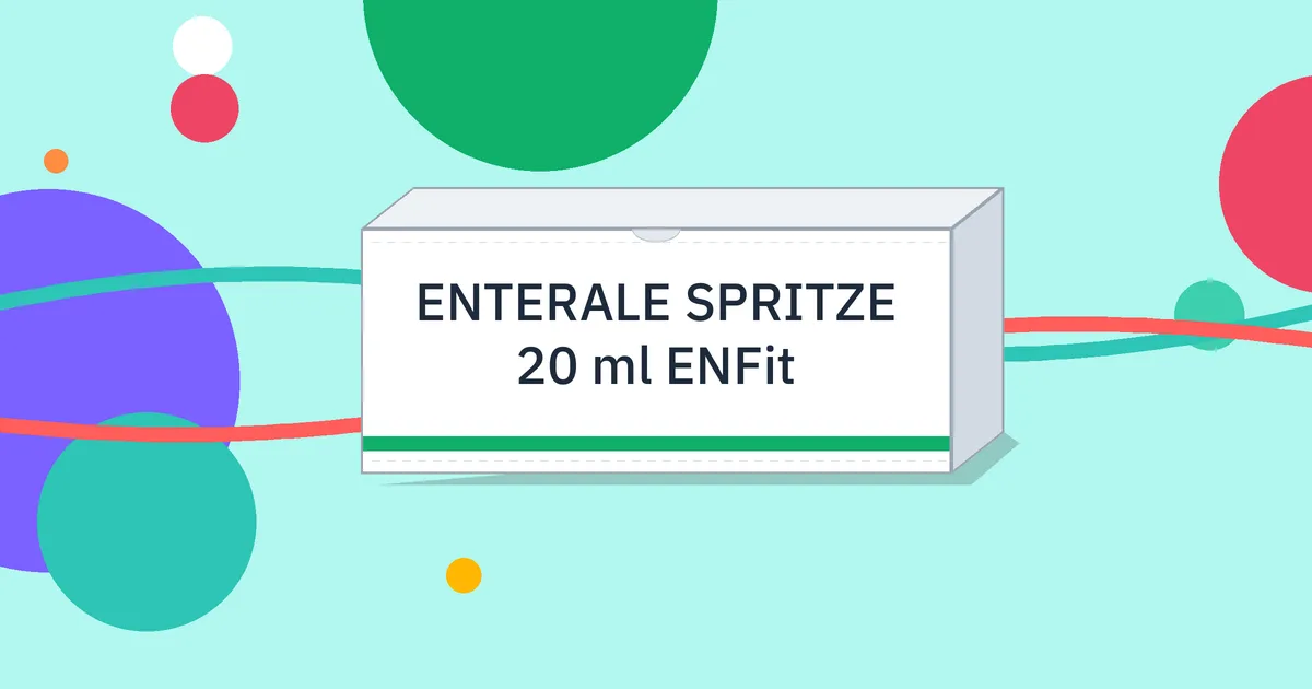 Symbolbild: Packung mit der Aufschrift ENTERALE SPRITZE 20 ml ENFit (PZN 11331154) – Verfügbarkeit und Bezug in Apotheken in Frankfurt am Main