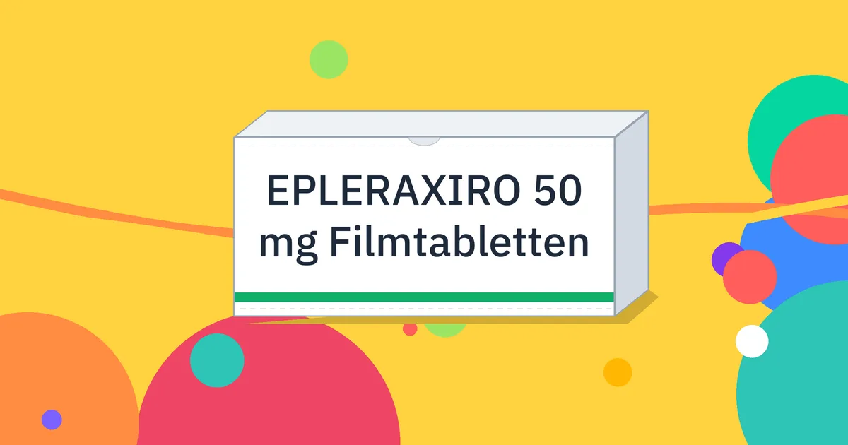 Symbolbild: Packung mit der Aufschrift EPLERAXIRO 50 mg Filmtabletten (PZN 17201783) – Verfügbarkeit und Bezug in Apotheken in Frankfurt am Main